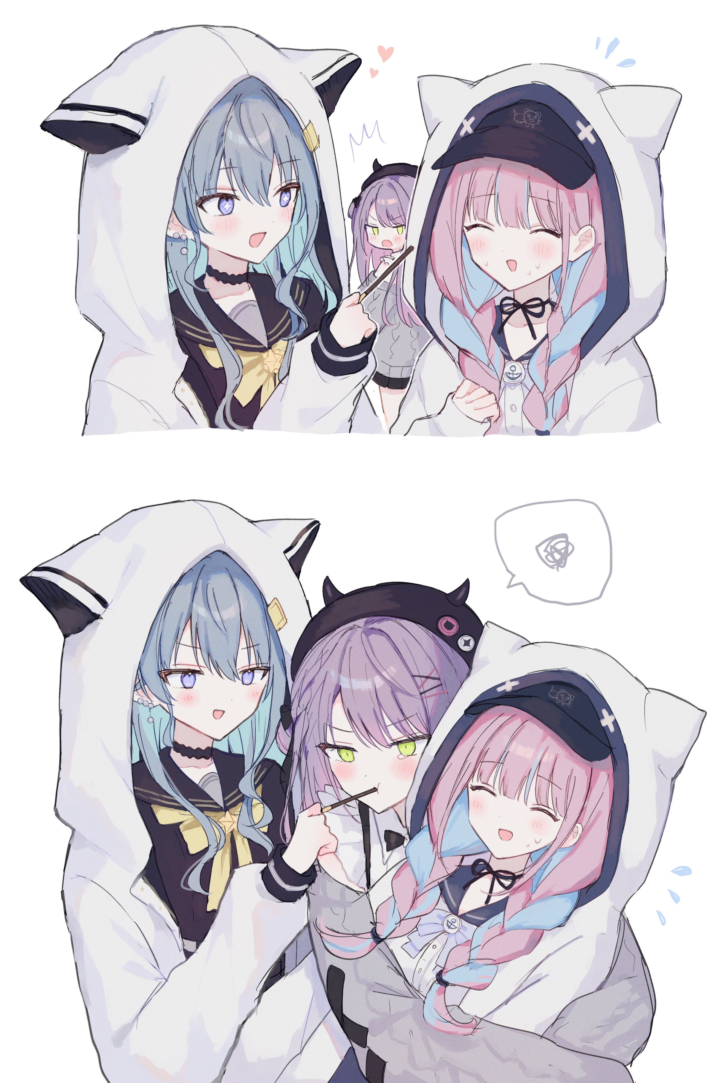 Dynasty Reader » Image › Mametarou, Aqua x Suisei x Towa, hololive, Virtual Youtuber, Yuri